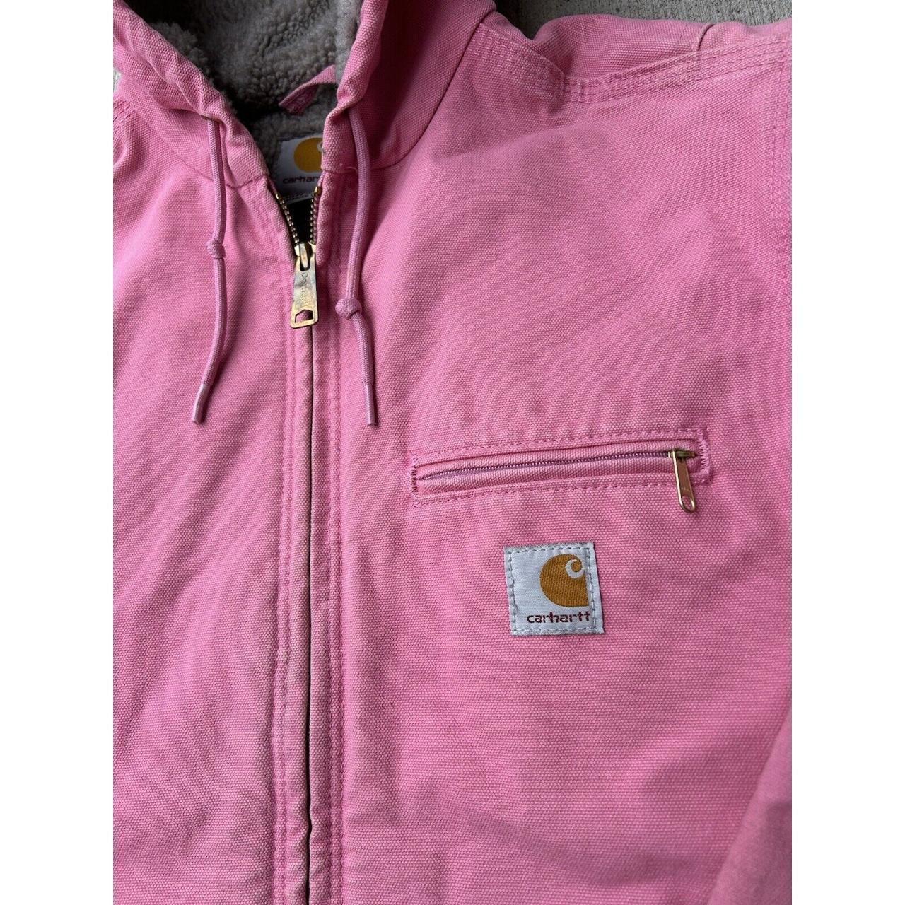 Vintage Carhartt Pink Jacket Sherpa Lined Hooded... - Depop