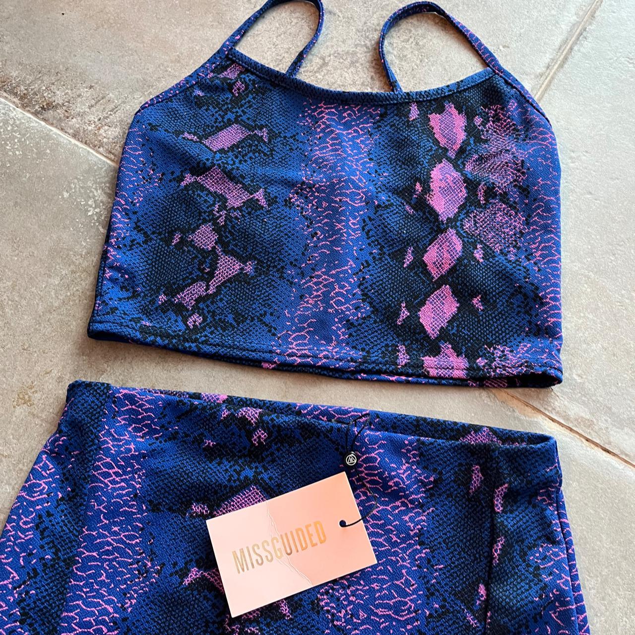 Missguided blue and purple snake print skirt and... - Depop