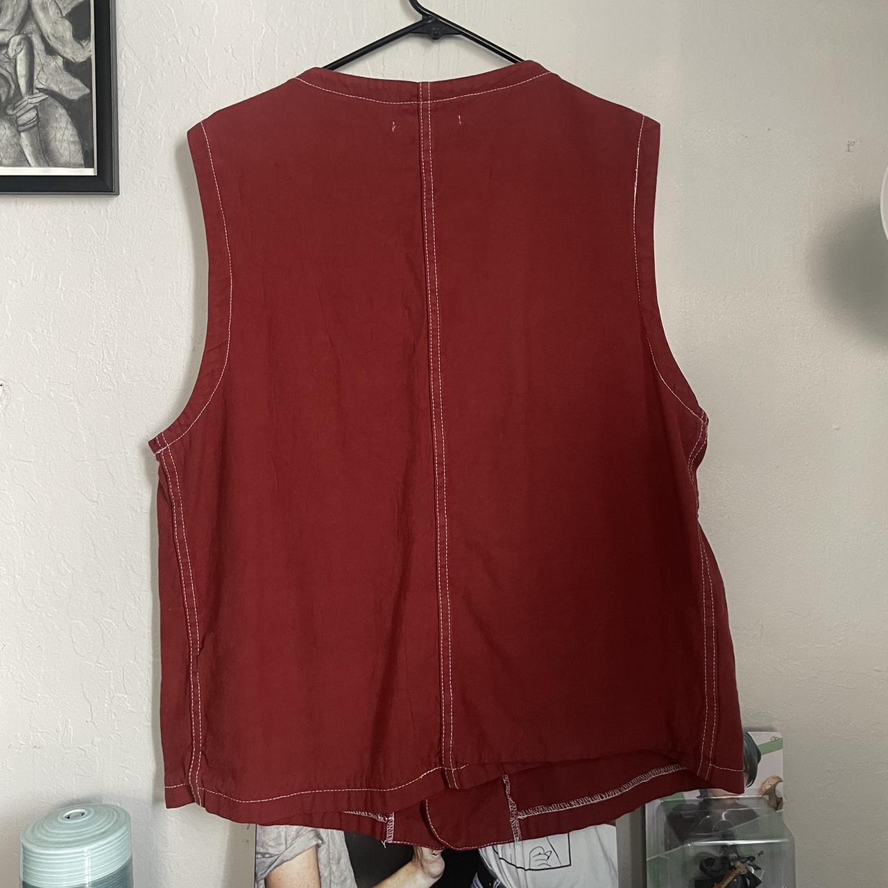 Red vintage urban outfitters button up vest Size L... - Depop