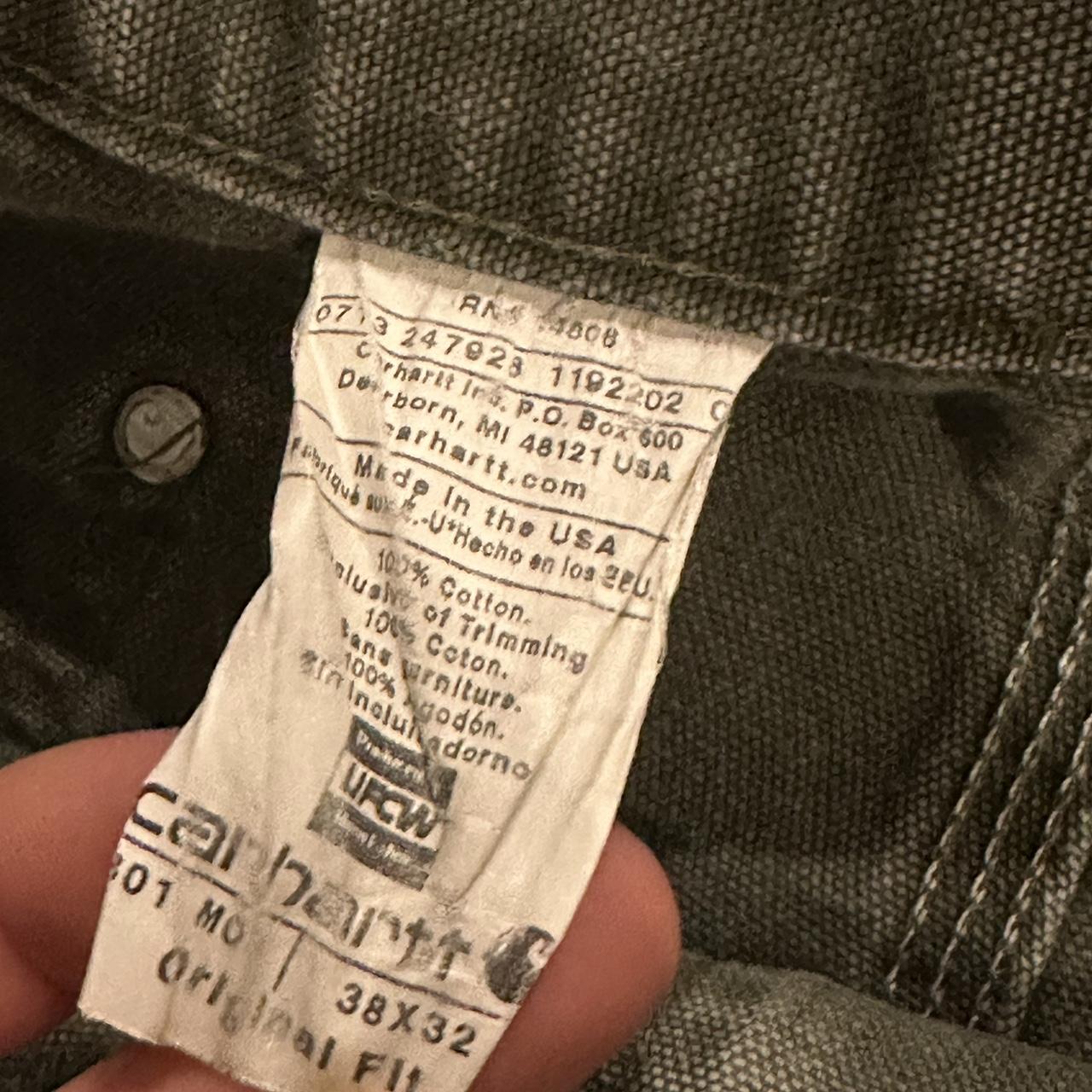 Green baggy USA union made Carhartt double knees... - Depop