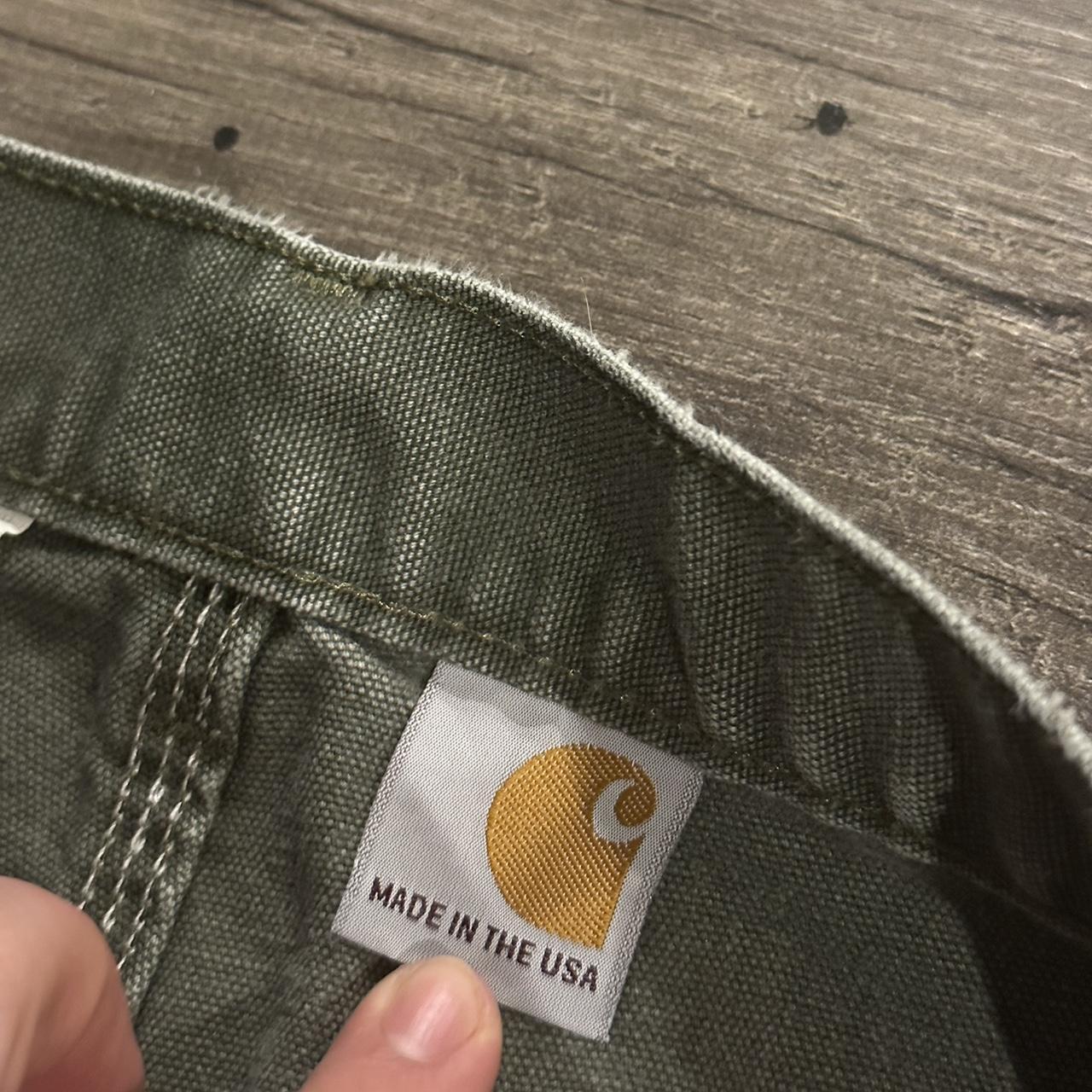 Green baggy USA union made Carhartt double knees... - Depop