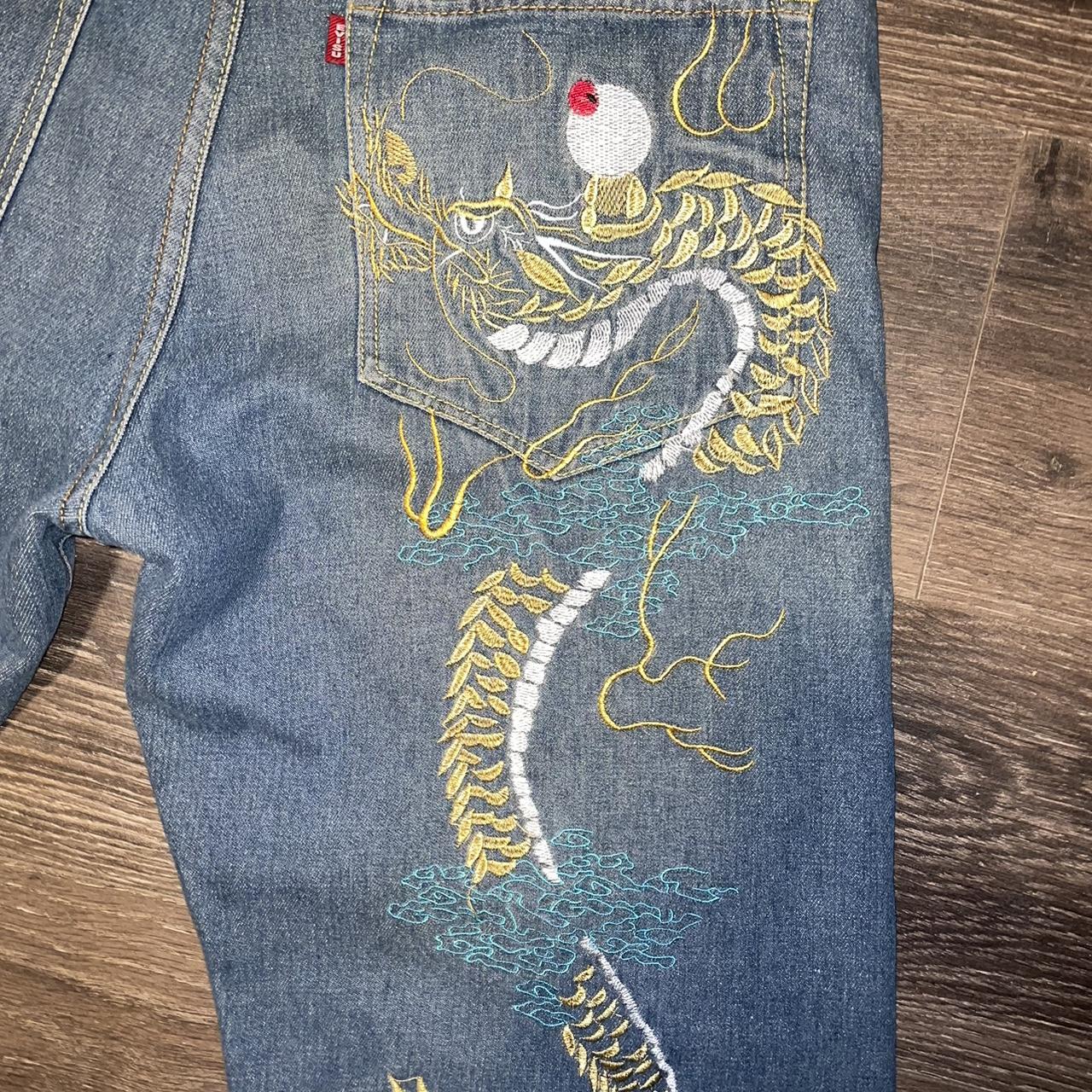 Men’s rare embroidered evisu baggy jeans size 38... - Depop