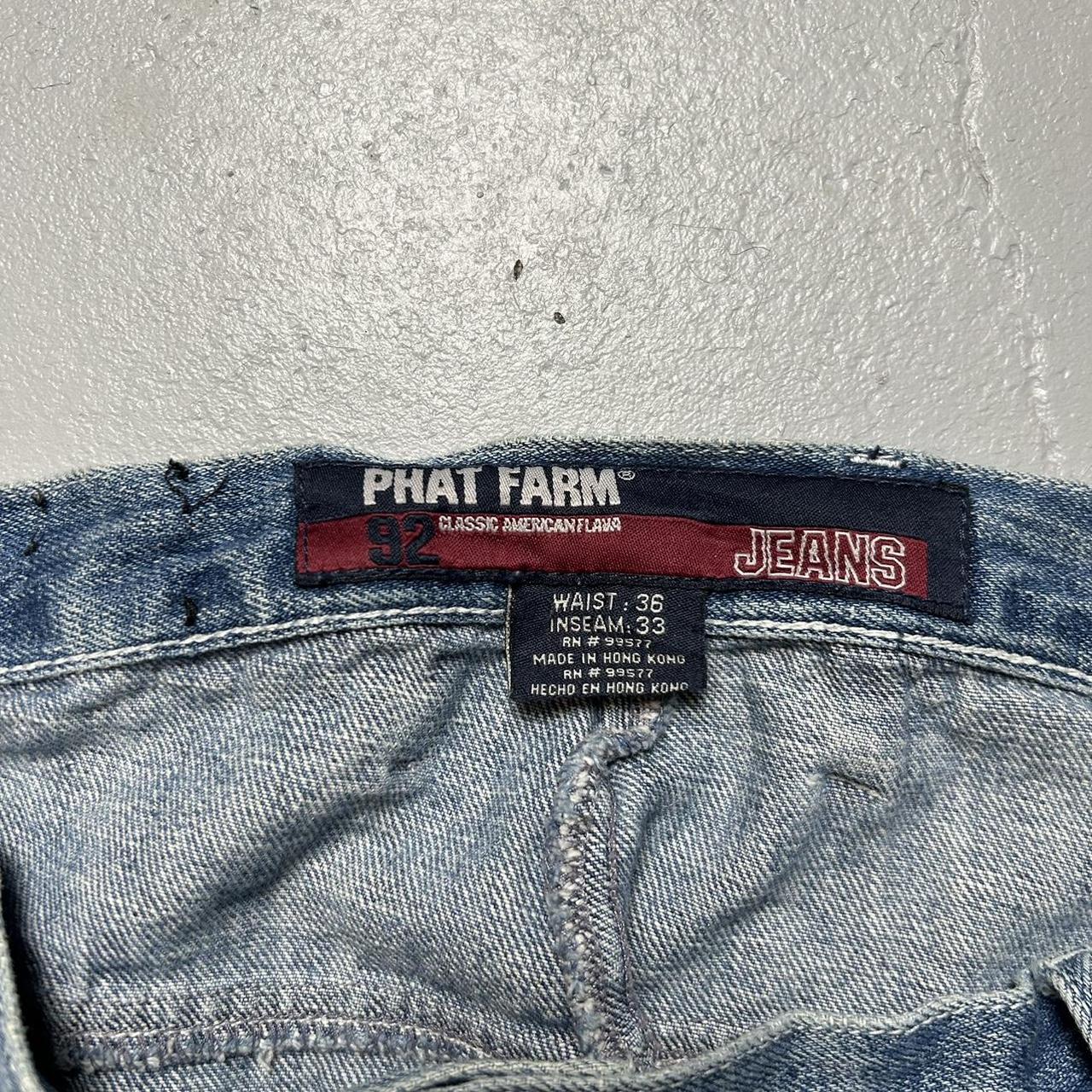 Super Baggy Embroidered Phat Farm Jeans nice wash,... - Depop