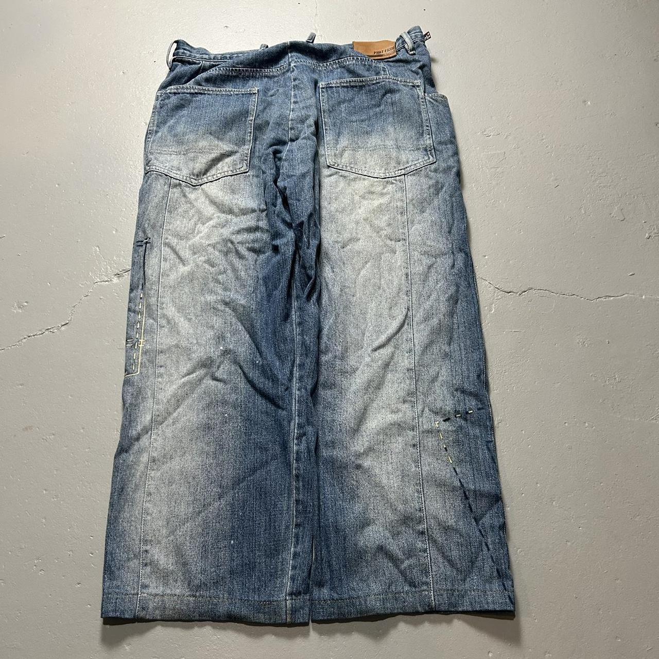 Super Baggy Embroidered Phat Farm Jeans nice wash,... - Depop