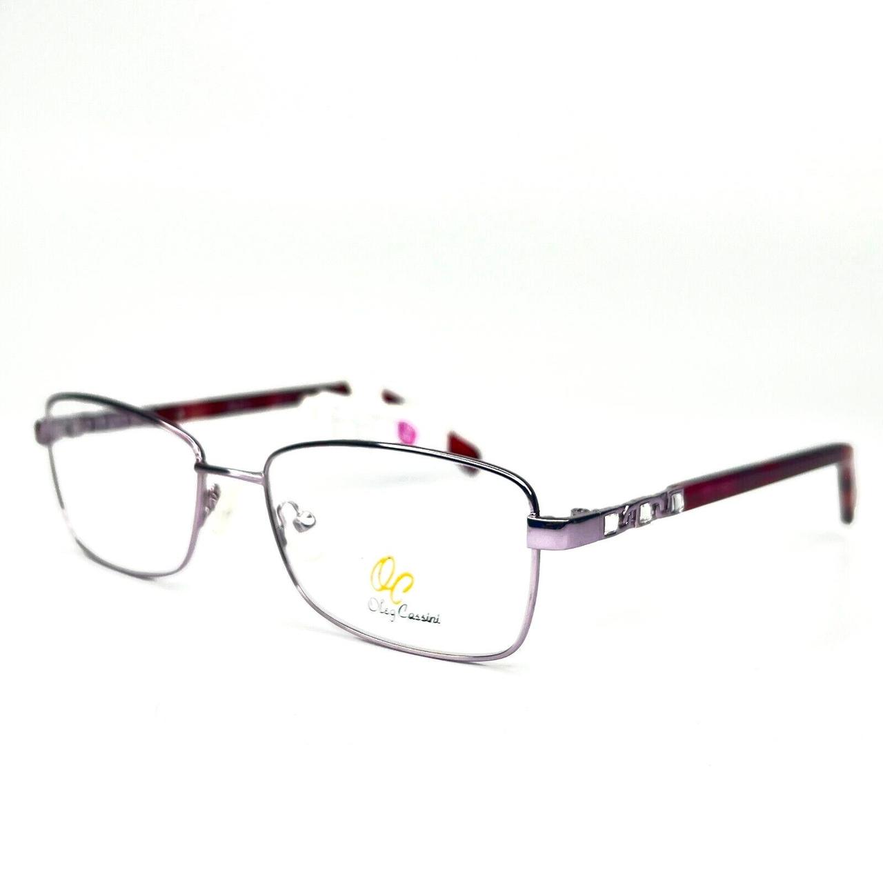 Oleg Cassini Eyeglasses Oco368 Silver Red Rectangle Depop
