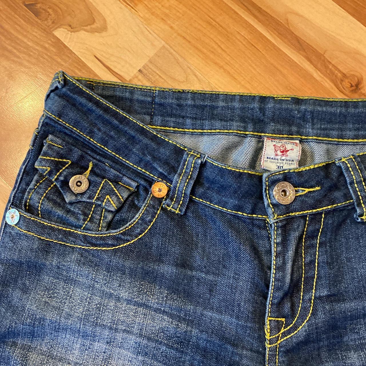 True Religion Yellow stitching Size 30! Bassicly new... - Depop