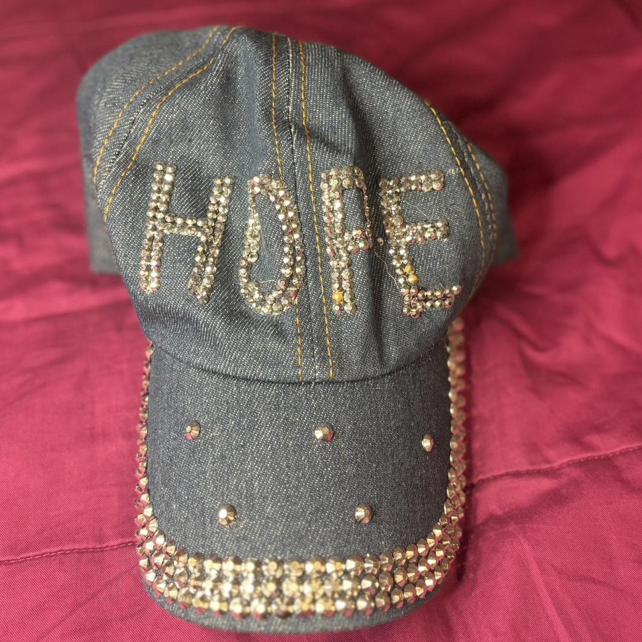 Y2k Denim Baseball Rhinestone “HOPE” Cap. #mcbling... - Depop