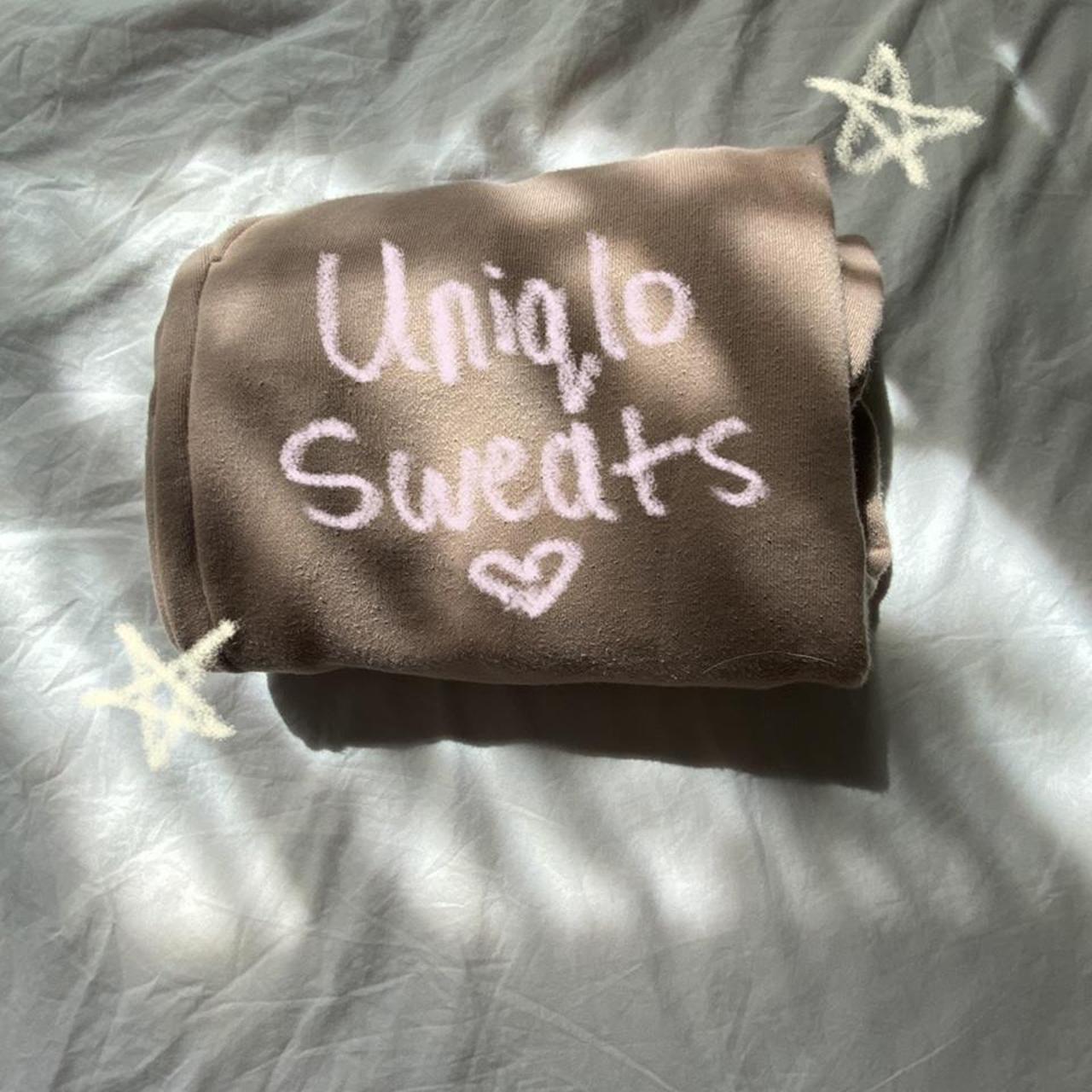 uniqlo comfy sweatpants - dark tan color - size... - Depop