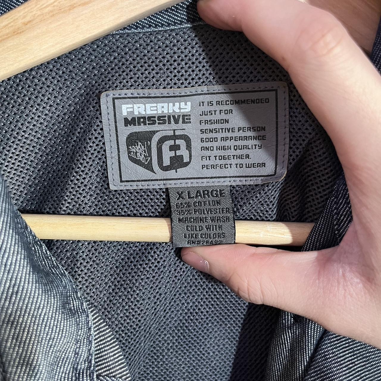 Japanese Designer Freaky massive grey button up long... - Depop