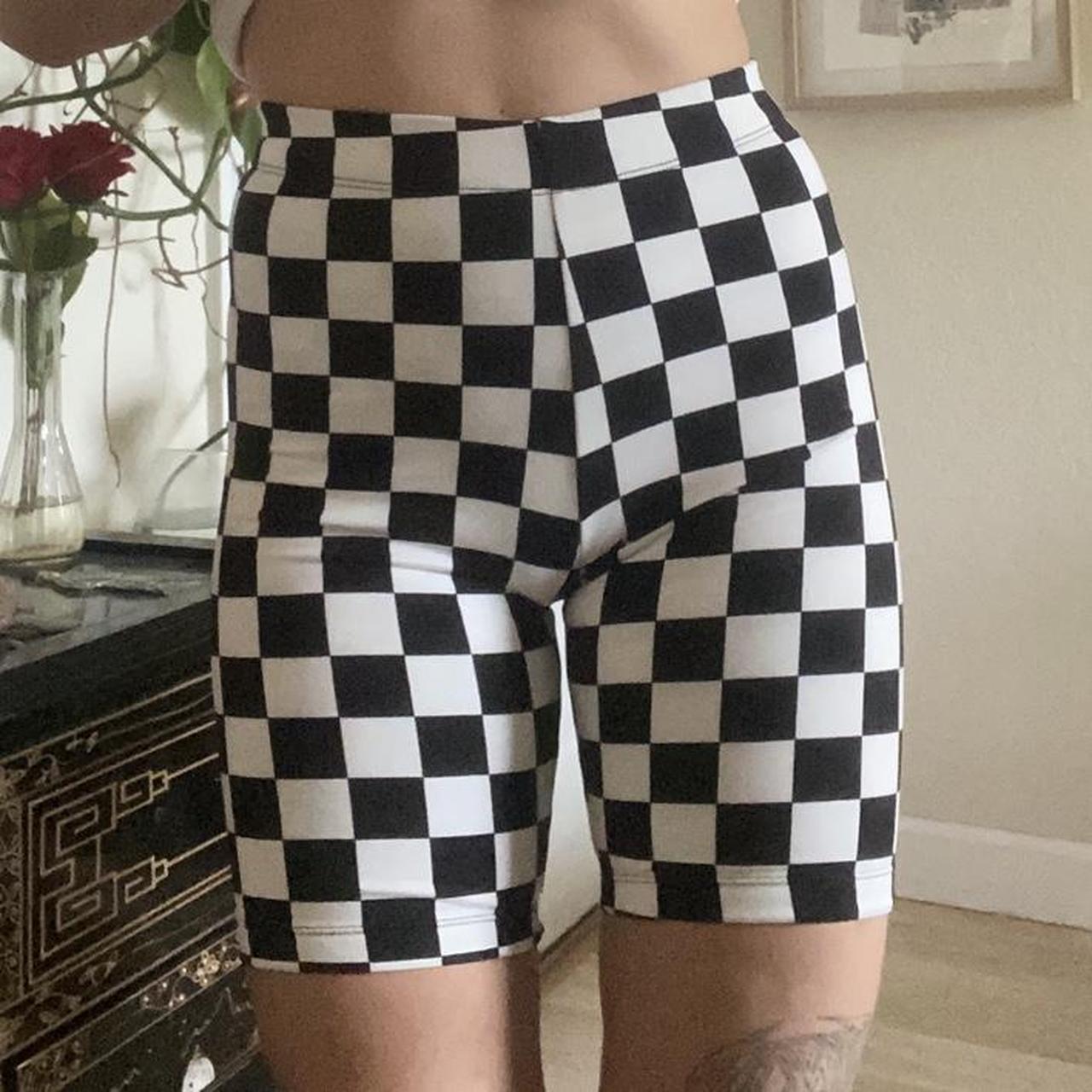 Checkered bike shorts Tag size xs Super soft and comfy - Depop