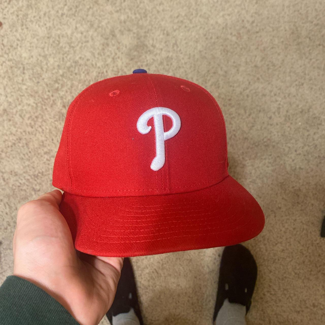 Phillies Baseball Hat Red 7 3/8 Brim is slightly... - Depop