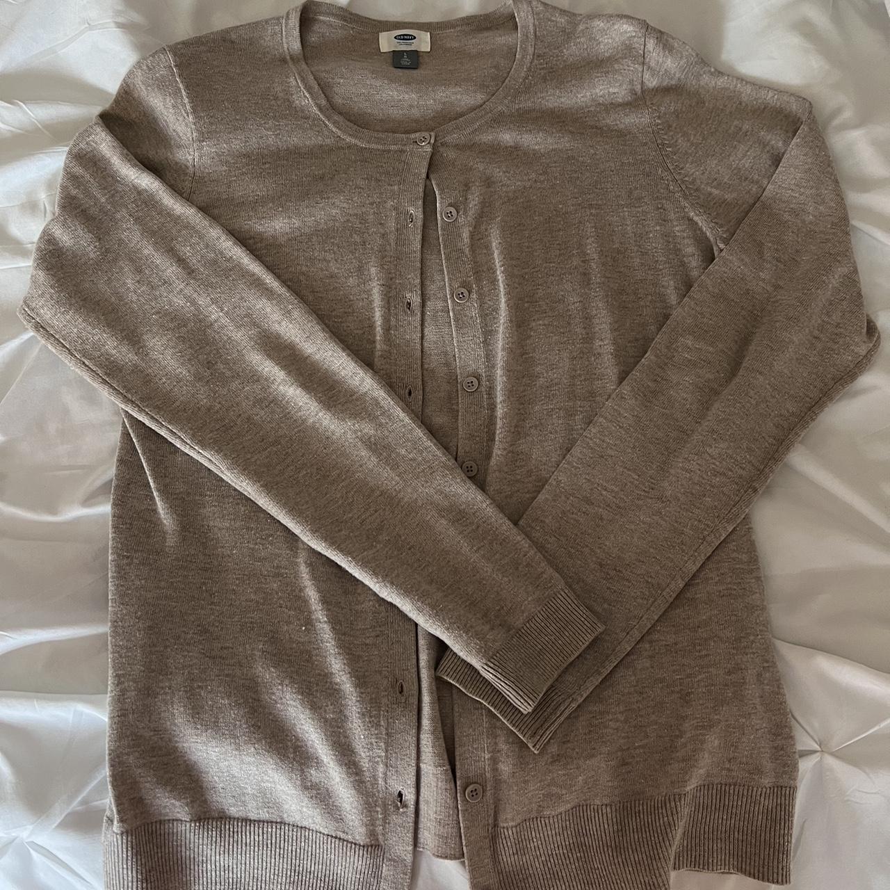 light brown casual old navy cardigan. pretty thin... - Depop