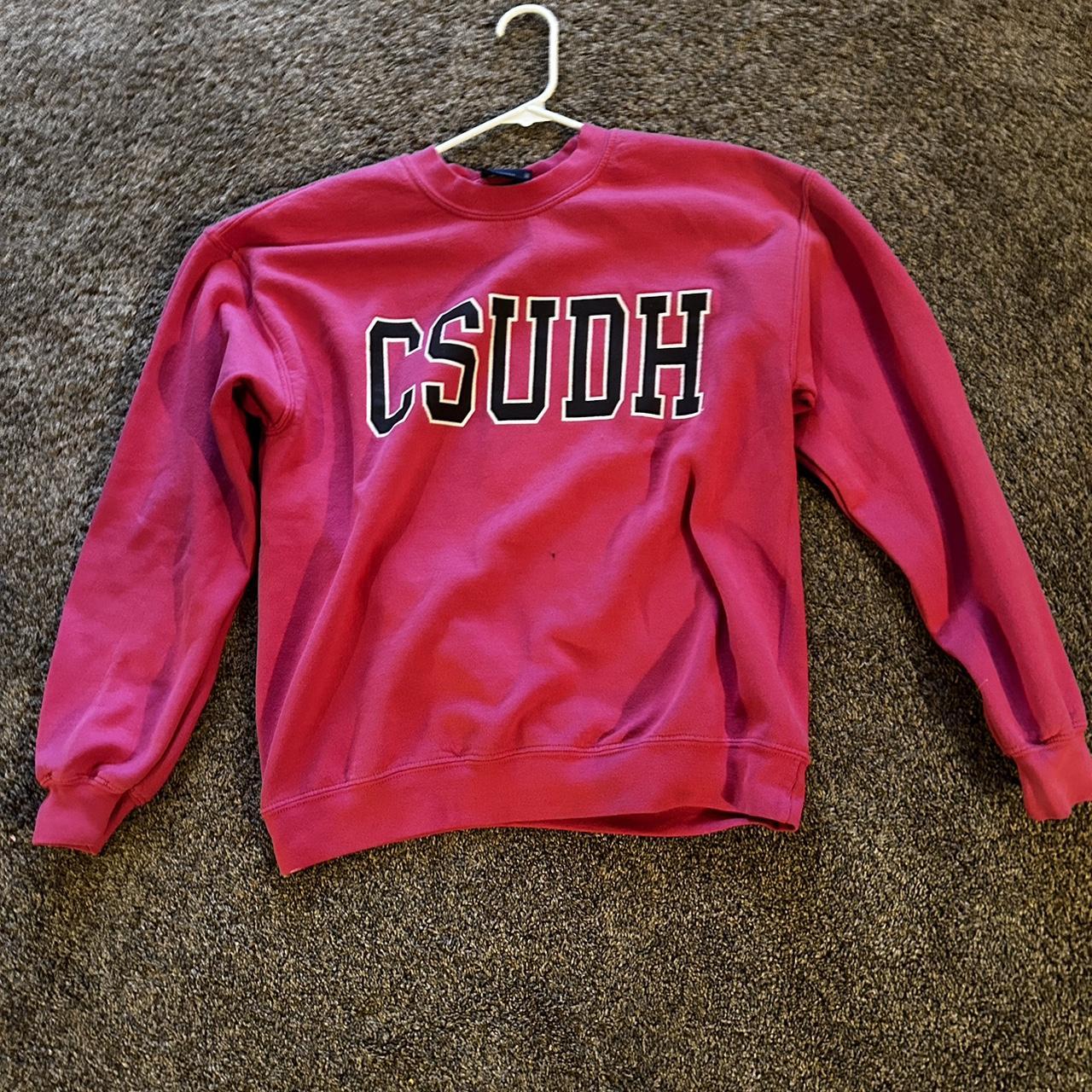 CSUDH heavyweight pink sweater size medium - Depop