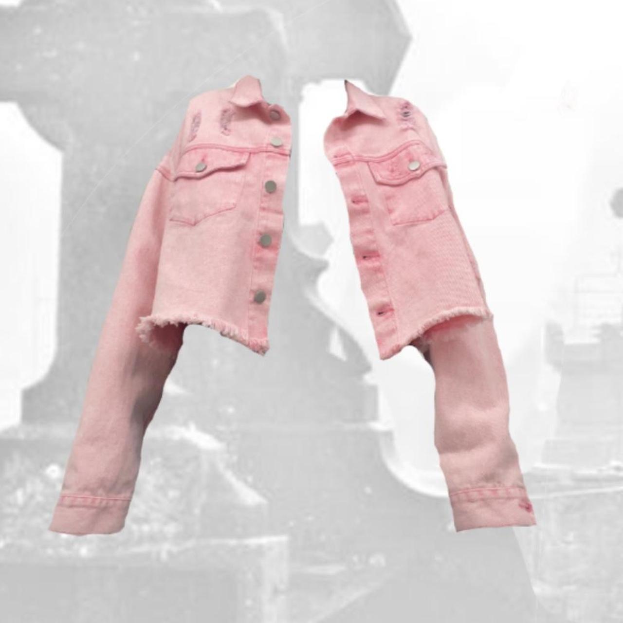 cute cowboy pink denim jacket, stringy little... - Depop