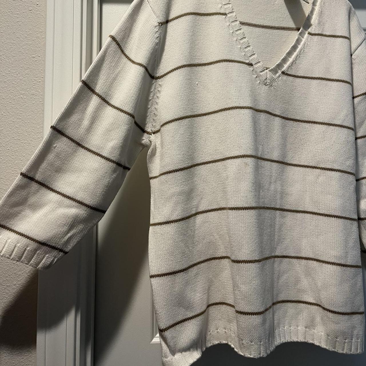 Cozy, Classic Striped Sweater. Small brown stain on... - Depop