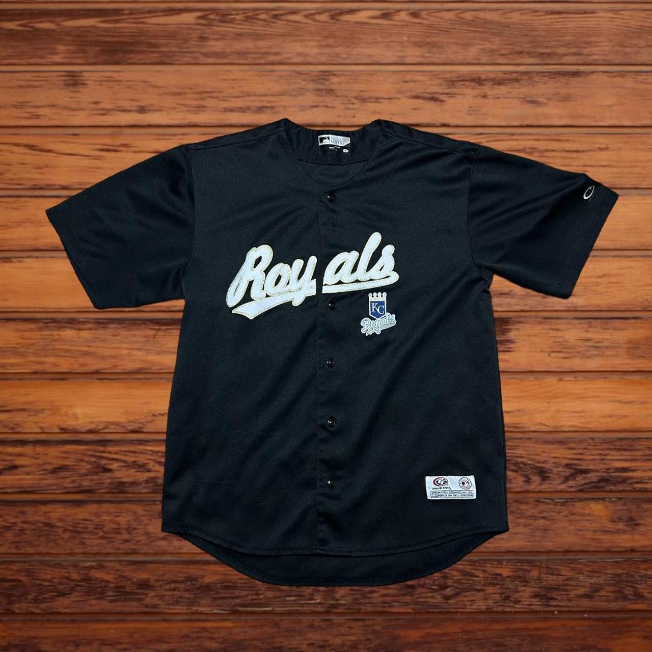 Kansas City Royals Black & Gold Baseball Jersey Size... - Depop