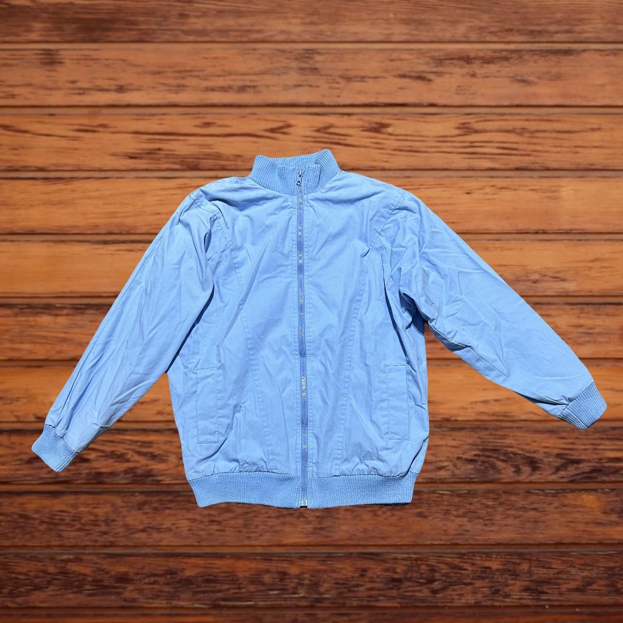 Vintage Baby Blue Bomber Zip Jacket Size Small - Depop