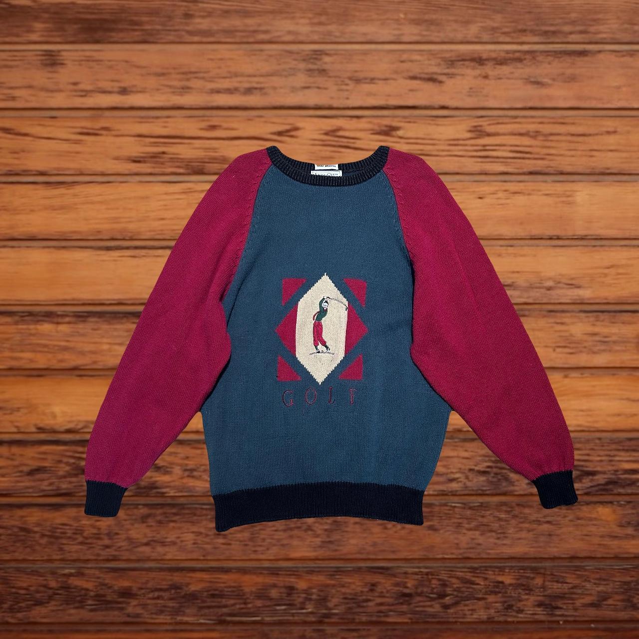 Vintage Hand Intarsia Izod Golf Sweatshirt Sweater... - Depop