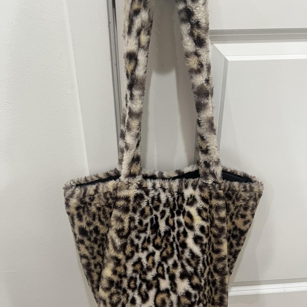 brandy melville furry cheetah bag #fluffy... - Depop