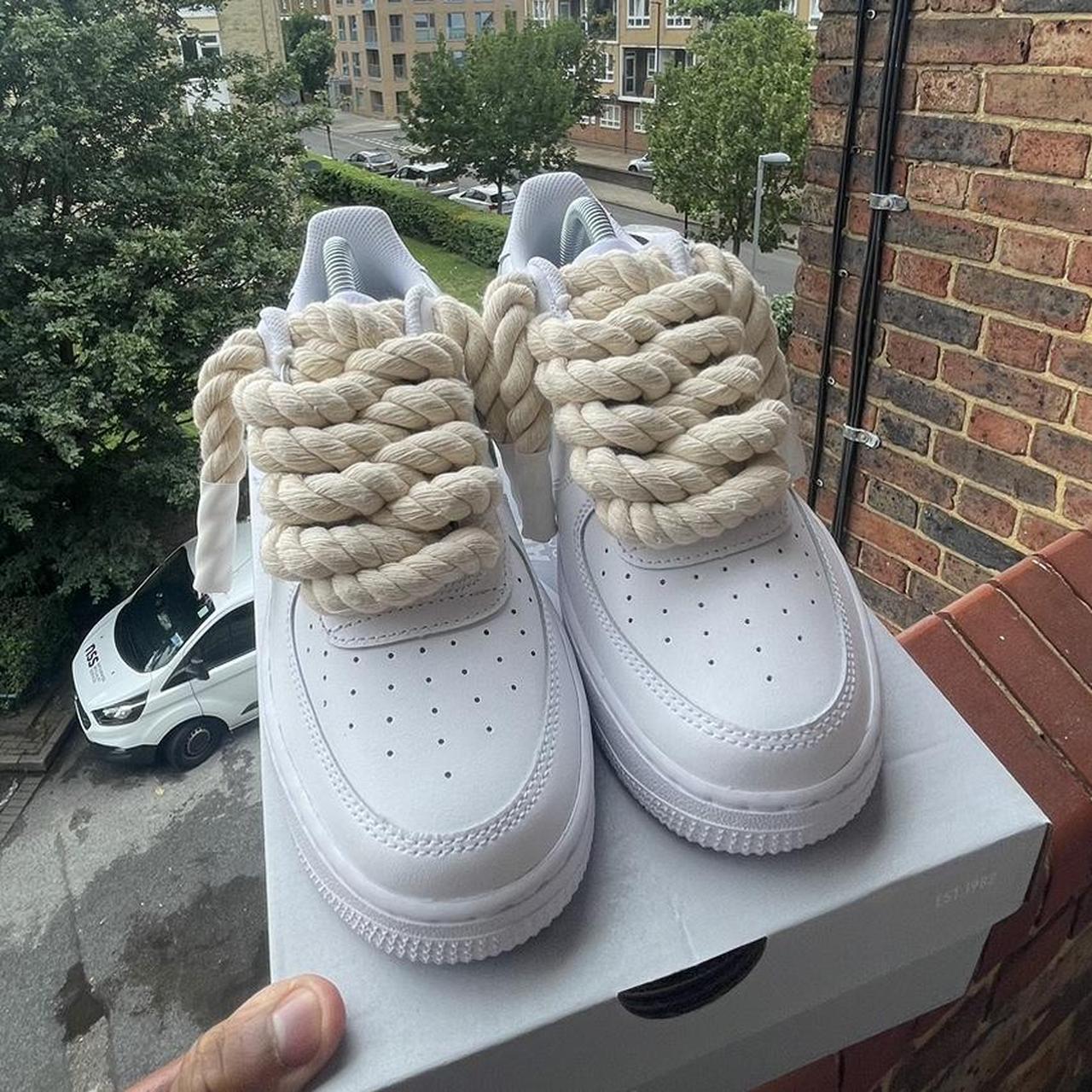 Cream rope lace Air Force 1 Size 3 - 6 £120 / 6+... - Depop
