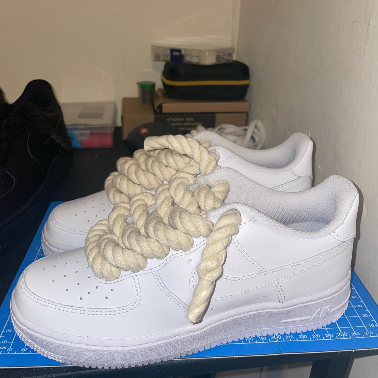 Cream rope lace Air Force 1 Size 3 - 6 £120 / 6+... - Depop