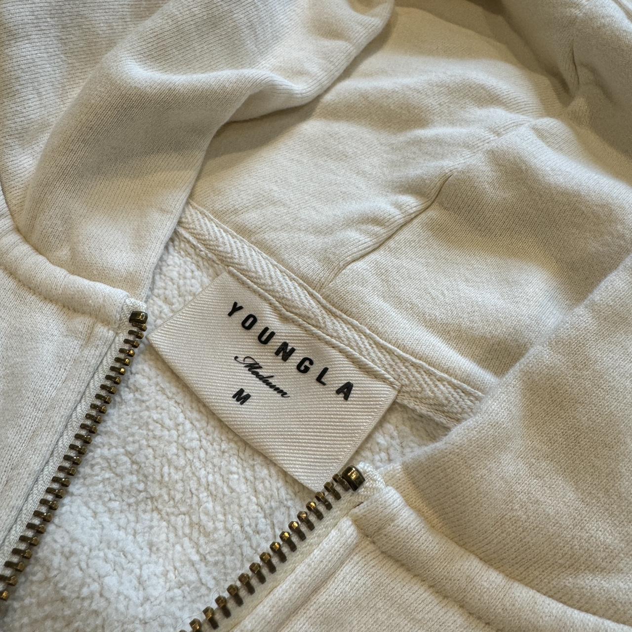 Size M Cream YoungLA Zip-Up Baggy Fit Fits 5’10... - Depop