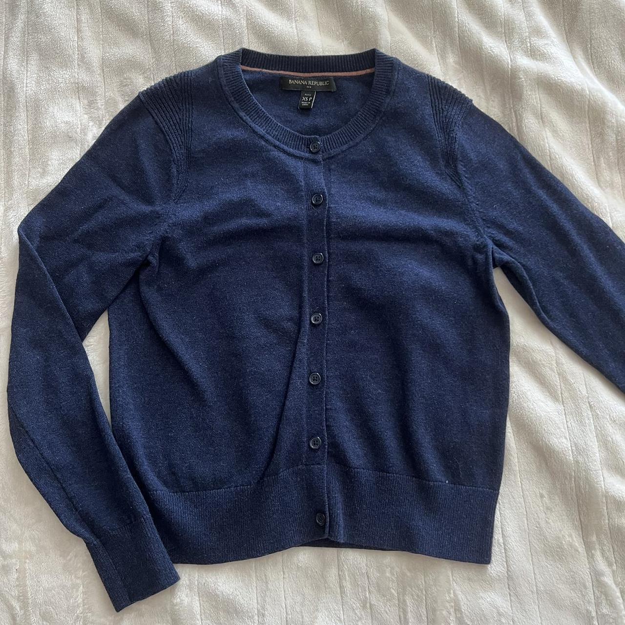 Banana Republic Women's Navy Cardigan | Depop