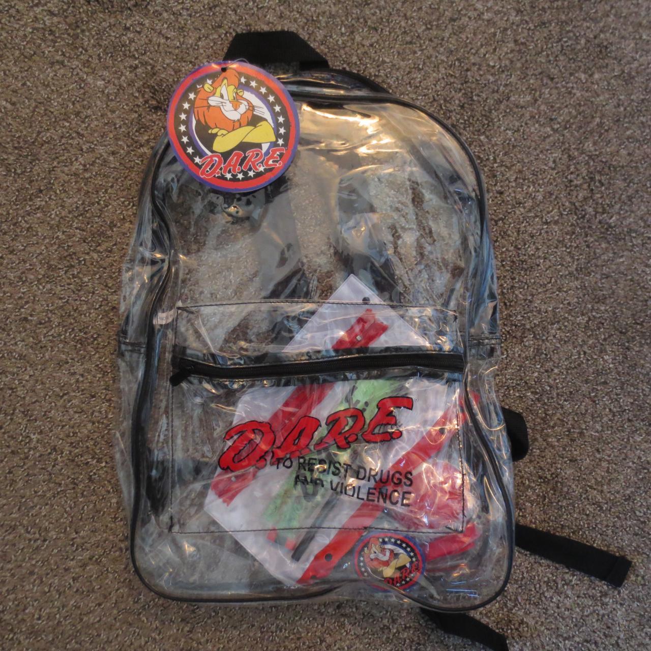 D.A.R.E. DARE See Through Backpack NWT Transparent... | Depop