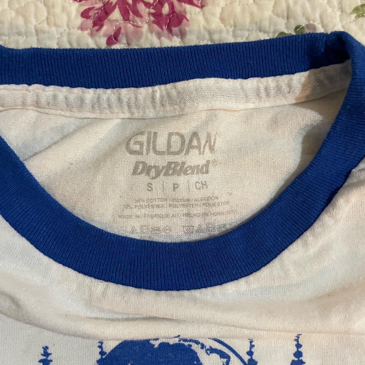 Blue and White Ringer tee Charlon Rd, Newtown... - Depop