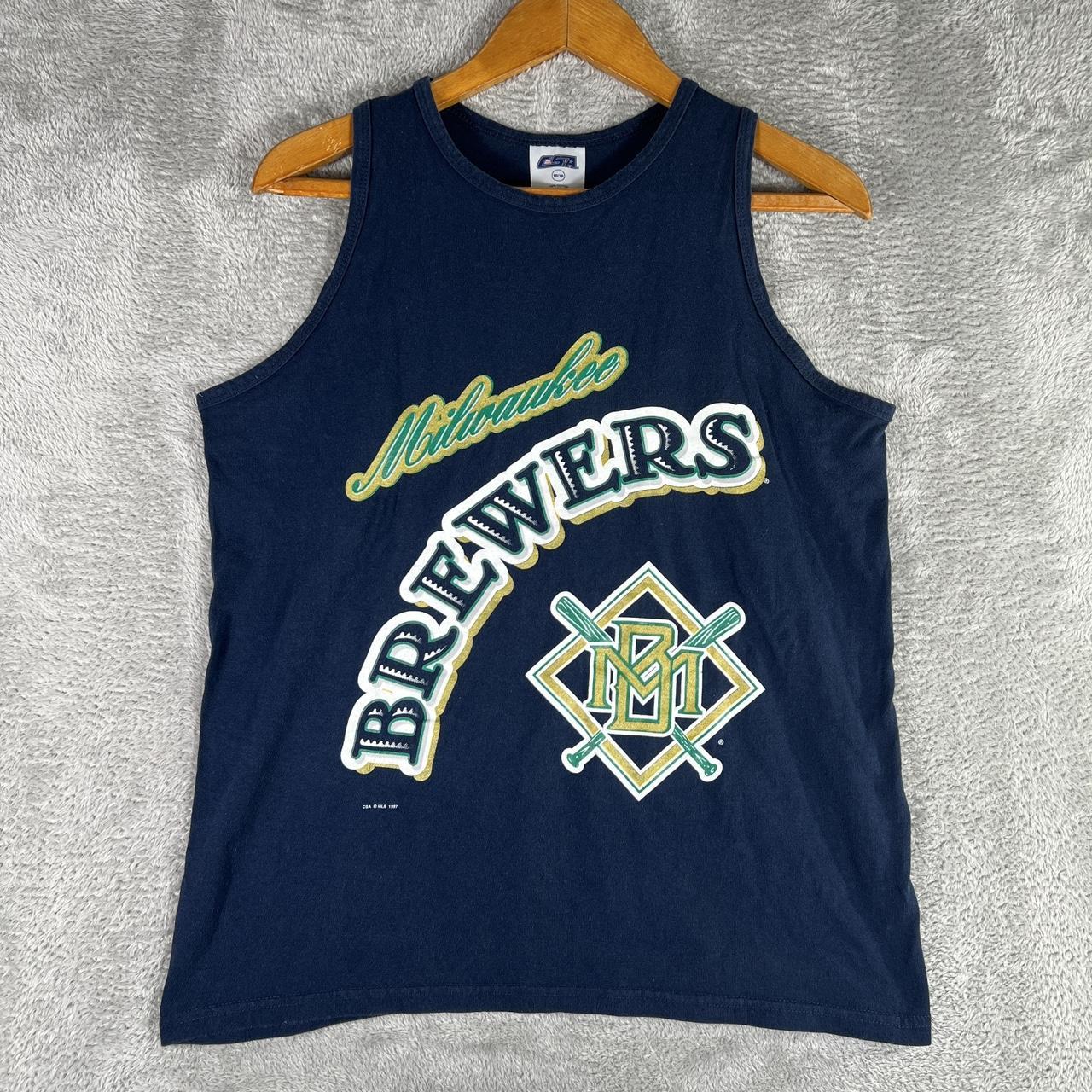 Vintage Milwaukee Brewers Tank Top Mens Small... - Depop