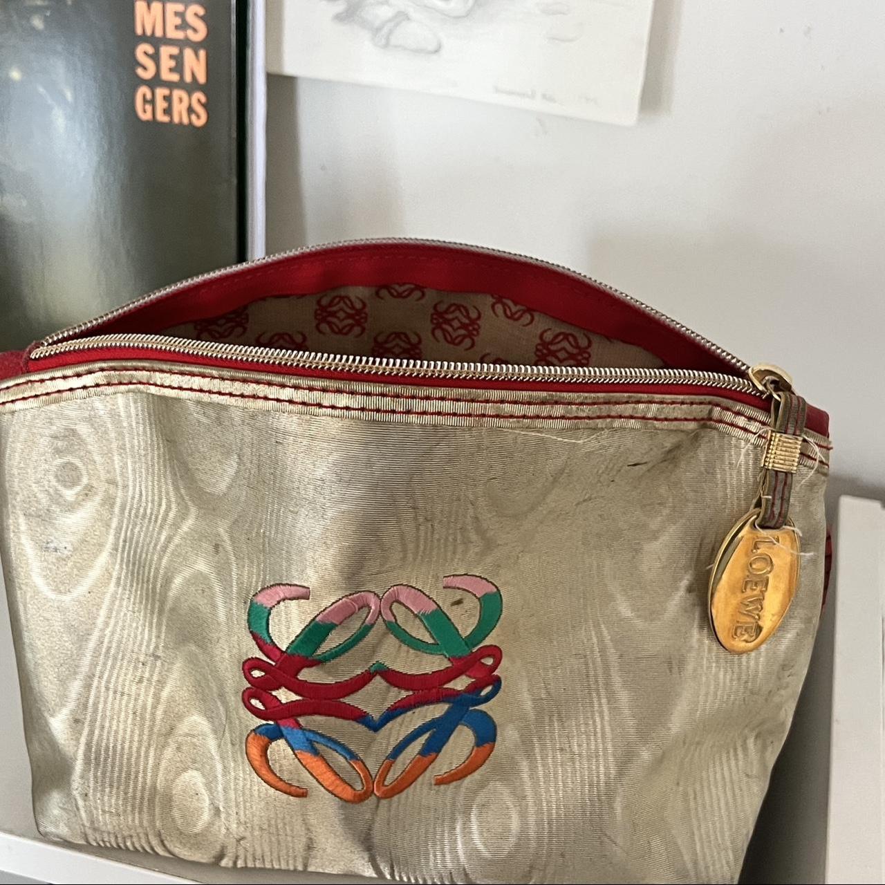 loewe makeup vanity bag gold red - Depop