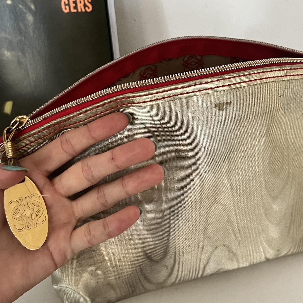loewe makeup vanity bag gold red - Depop
