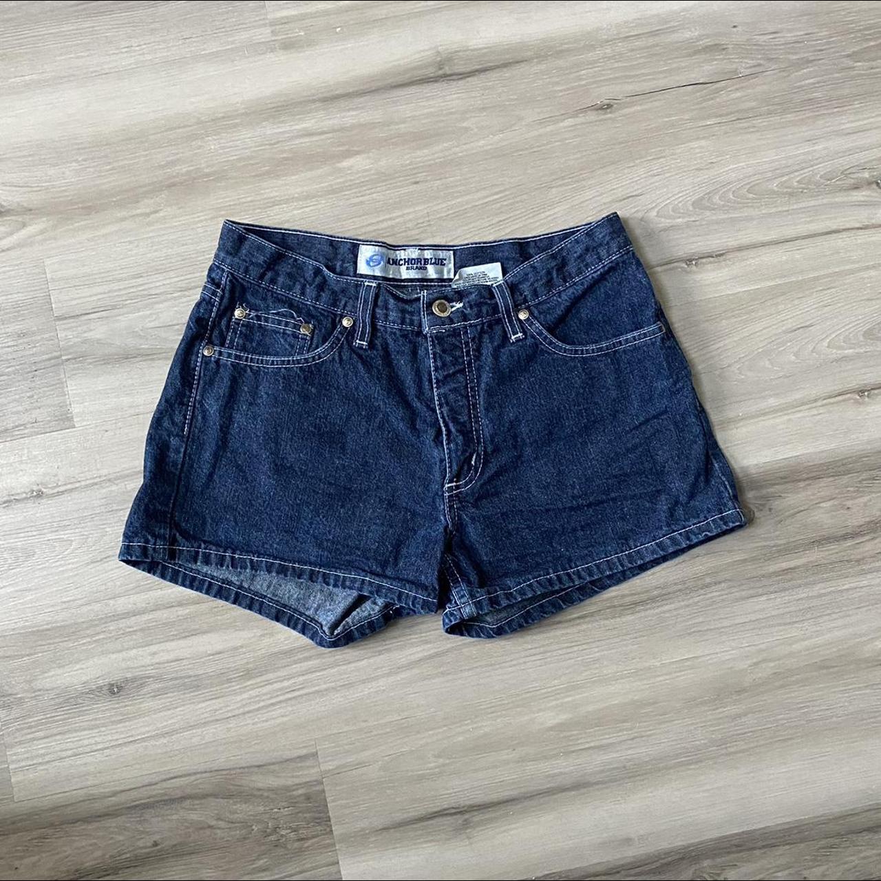 Anchor Blue Denim Shorts, labeled size 7 but fit a... - Depop