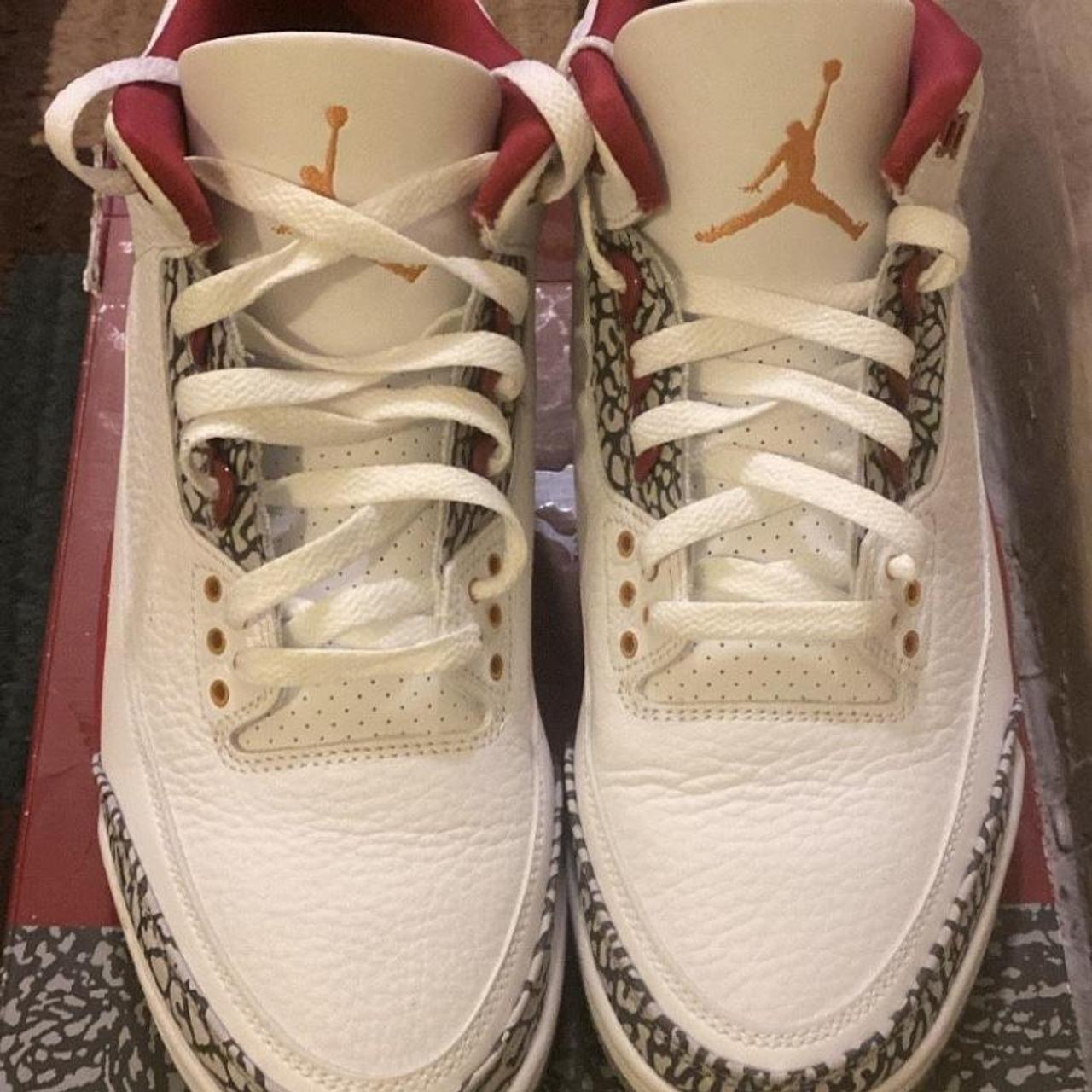 Jordan 3 Cardinal Red WORE ONCE! - Depop