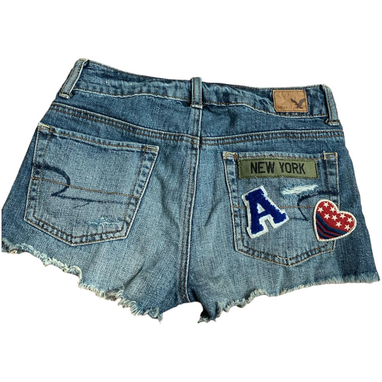 Vintage denim micro shorts 💖cute y2k distressed mini... - Depop