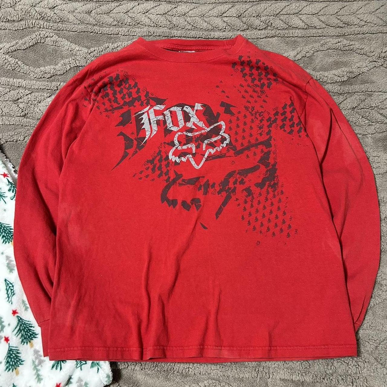 y2k grunge fox racing long sleeve shirt 📏: size... - Depop