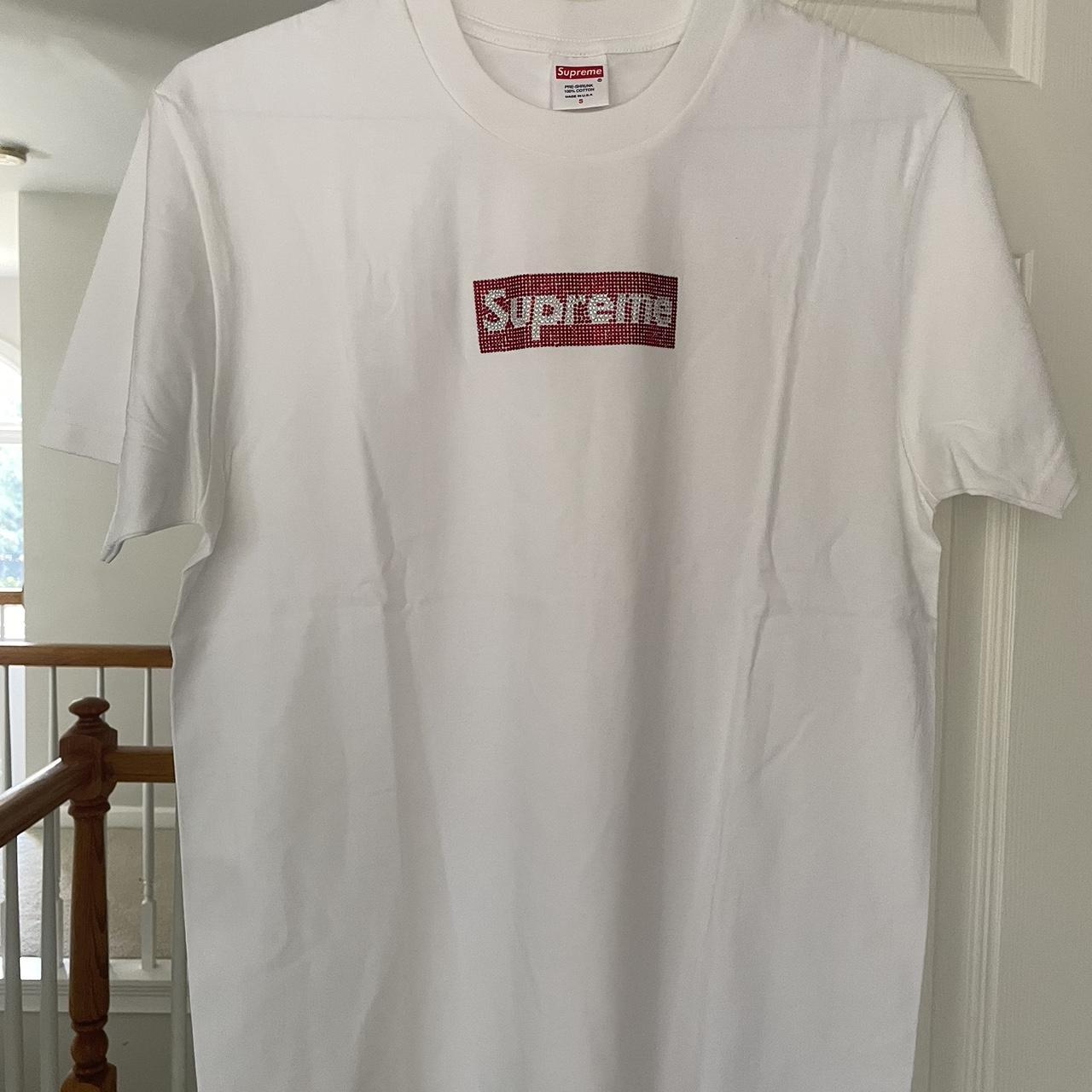 Rhinestone embroided box logo Supreme Shirt SIZE... - Depop
