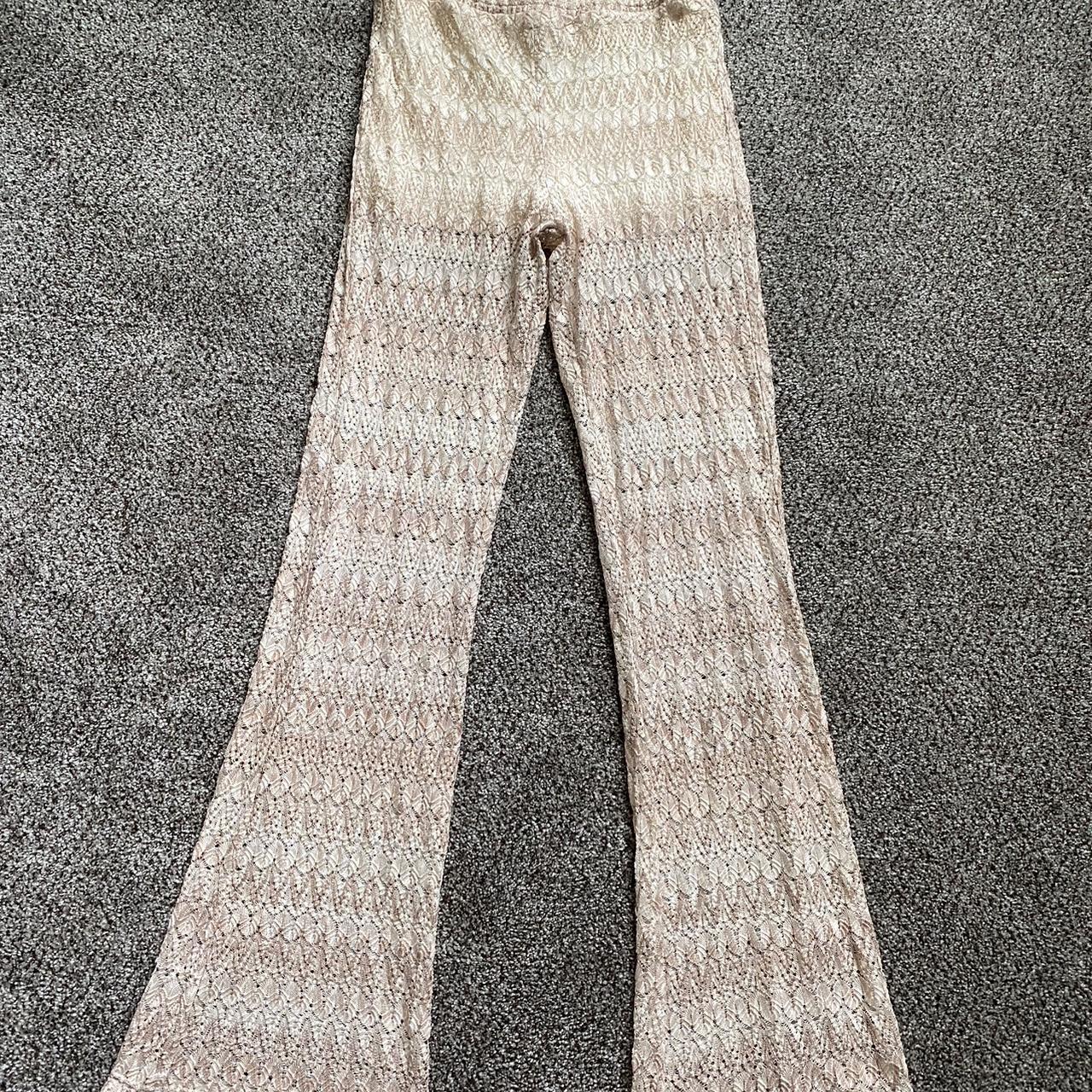 Beautiful mesh pattern flares, stretchy waist so... - Depop