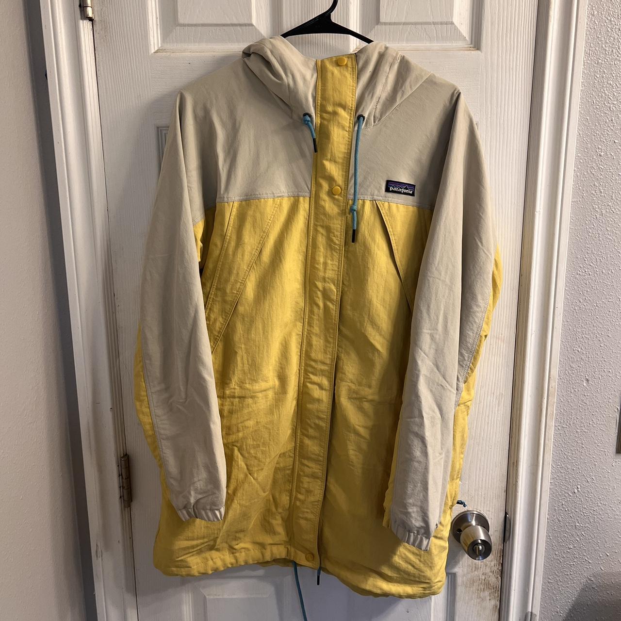 Women’s Yellow & Beige Patagonia Rain Jacket Fits... - Depop
