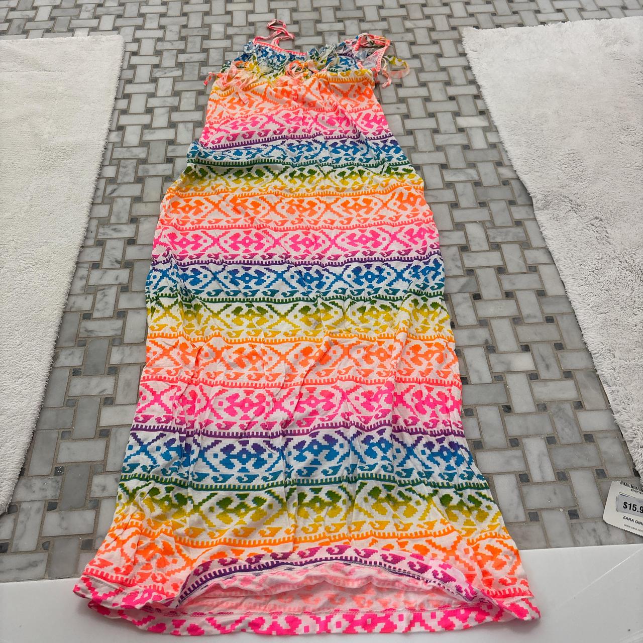 Flowers by Zoe kids rainbow maxi dress with fridge... | Depop