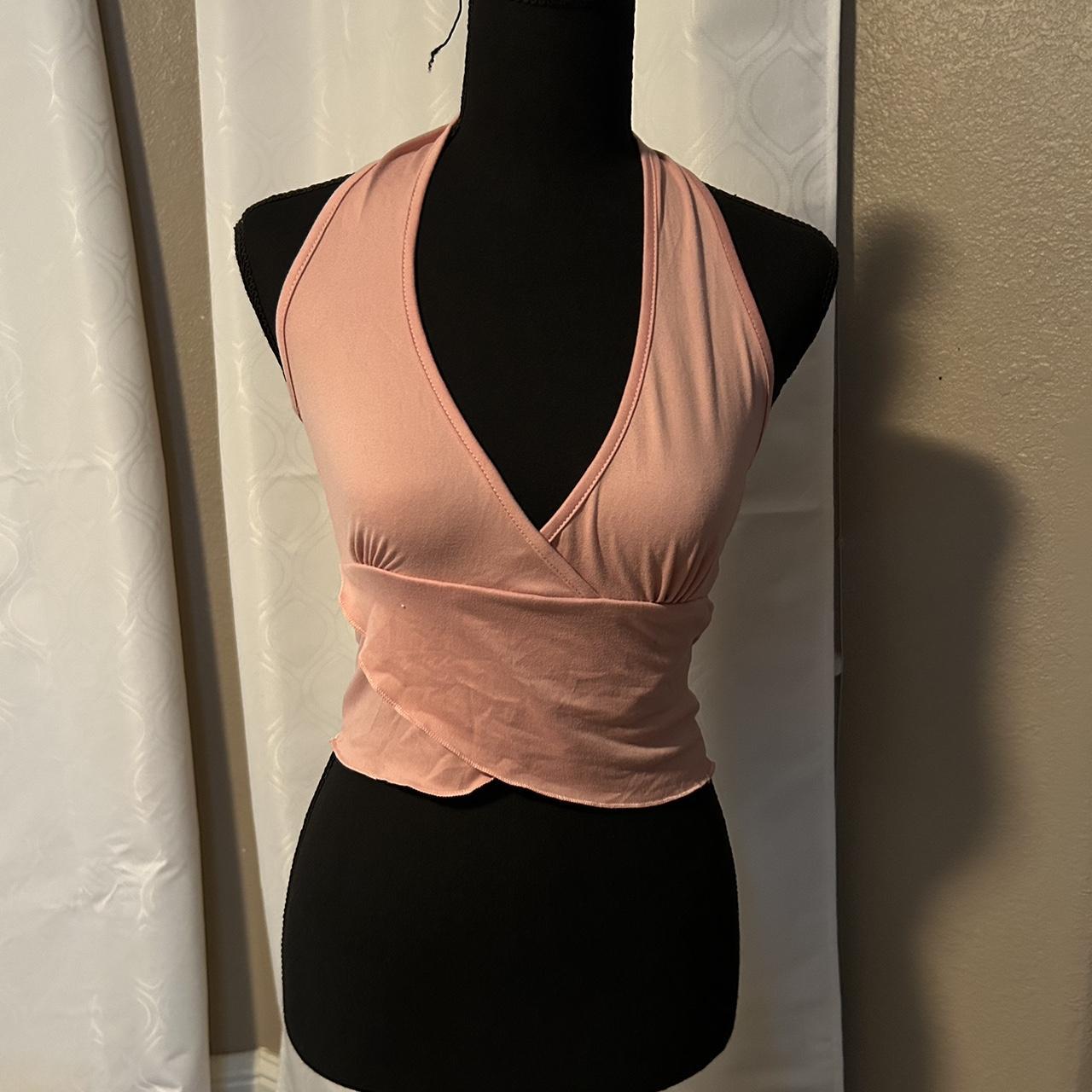 shein pink halter top never worn runs a little... - Depop