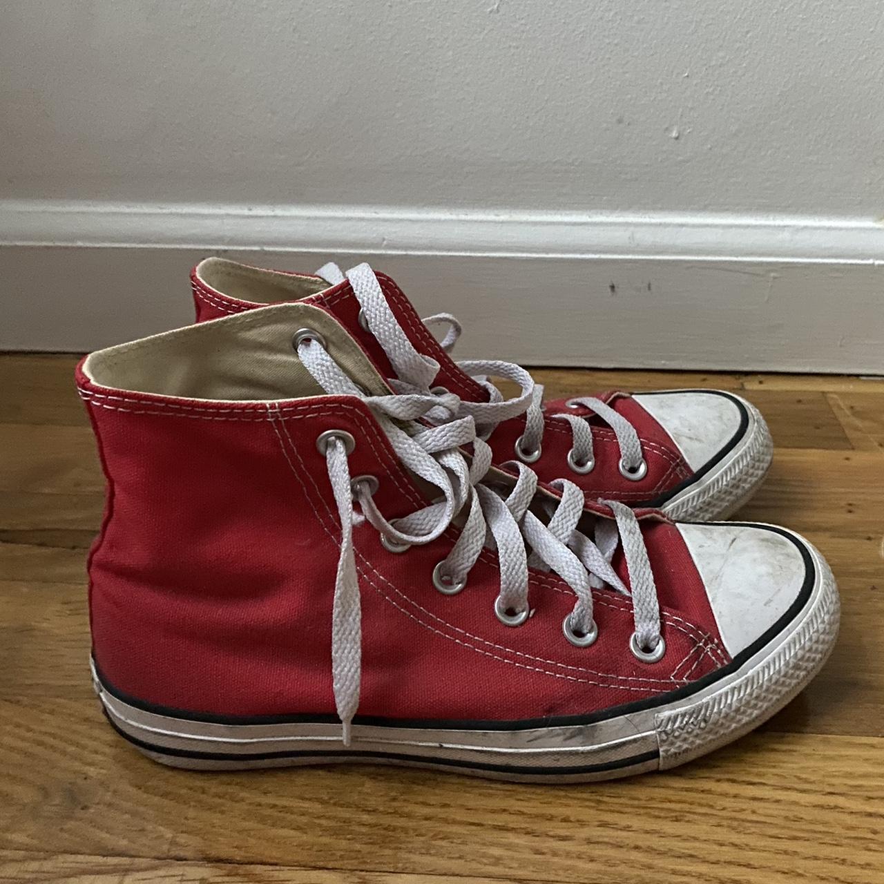 Red converse high tops - Depop