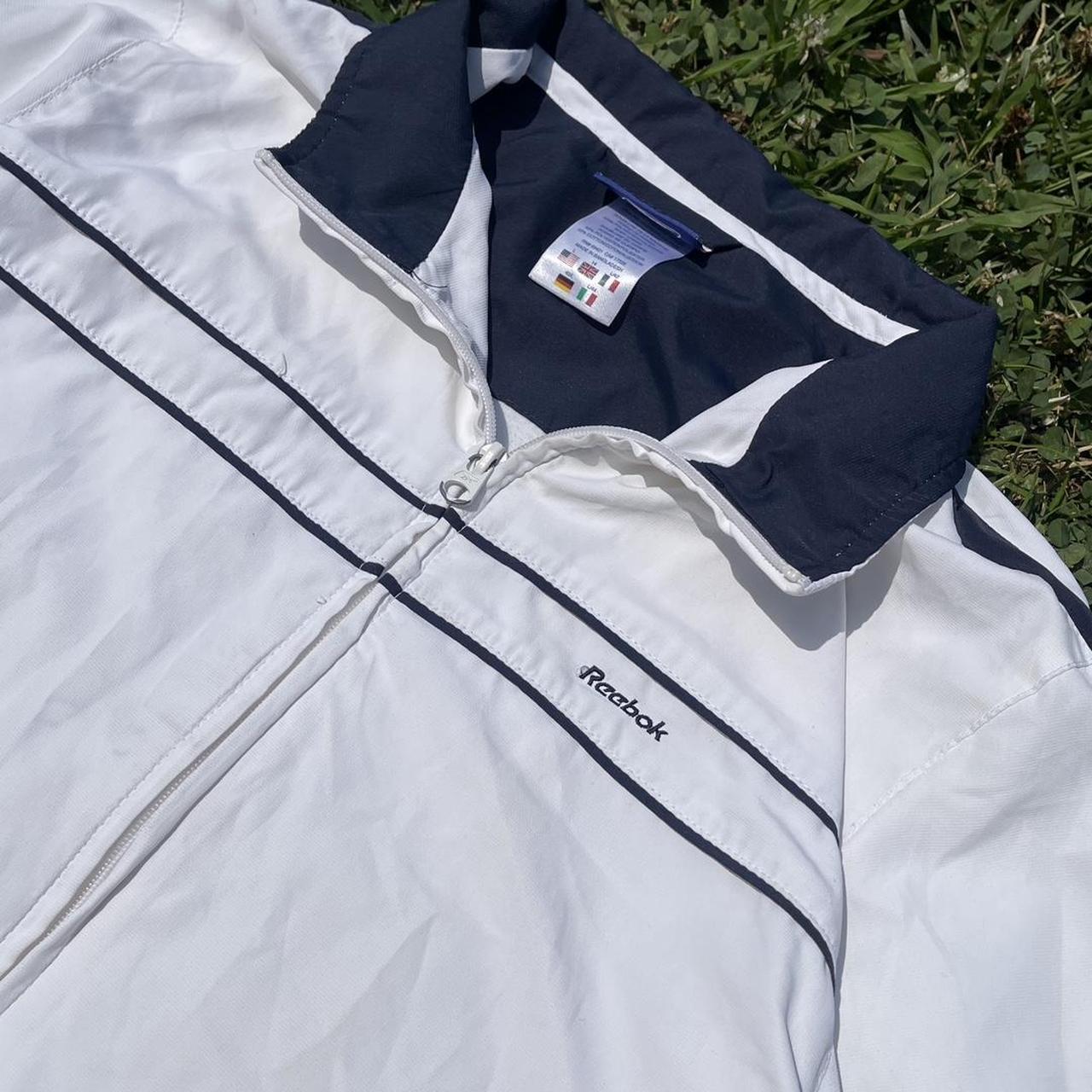 Vintage 2000s White & Navy Reebok Jacket (L) All... - Depop