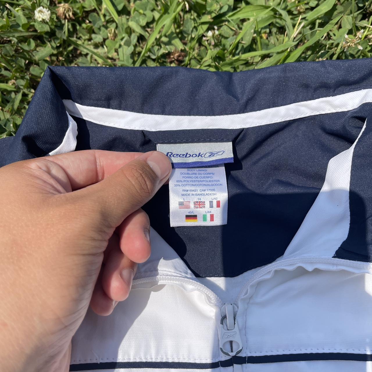 Vintage 2000s White & Navy Reebok Jacket (L) All... - Depop