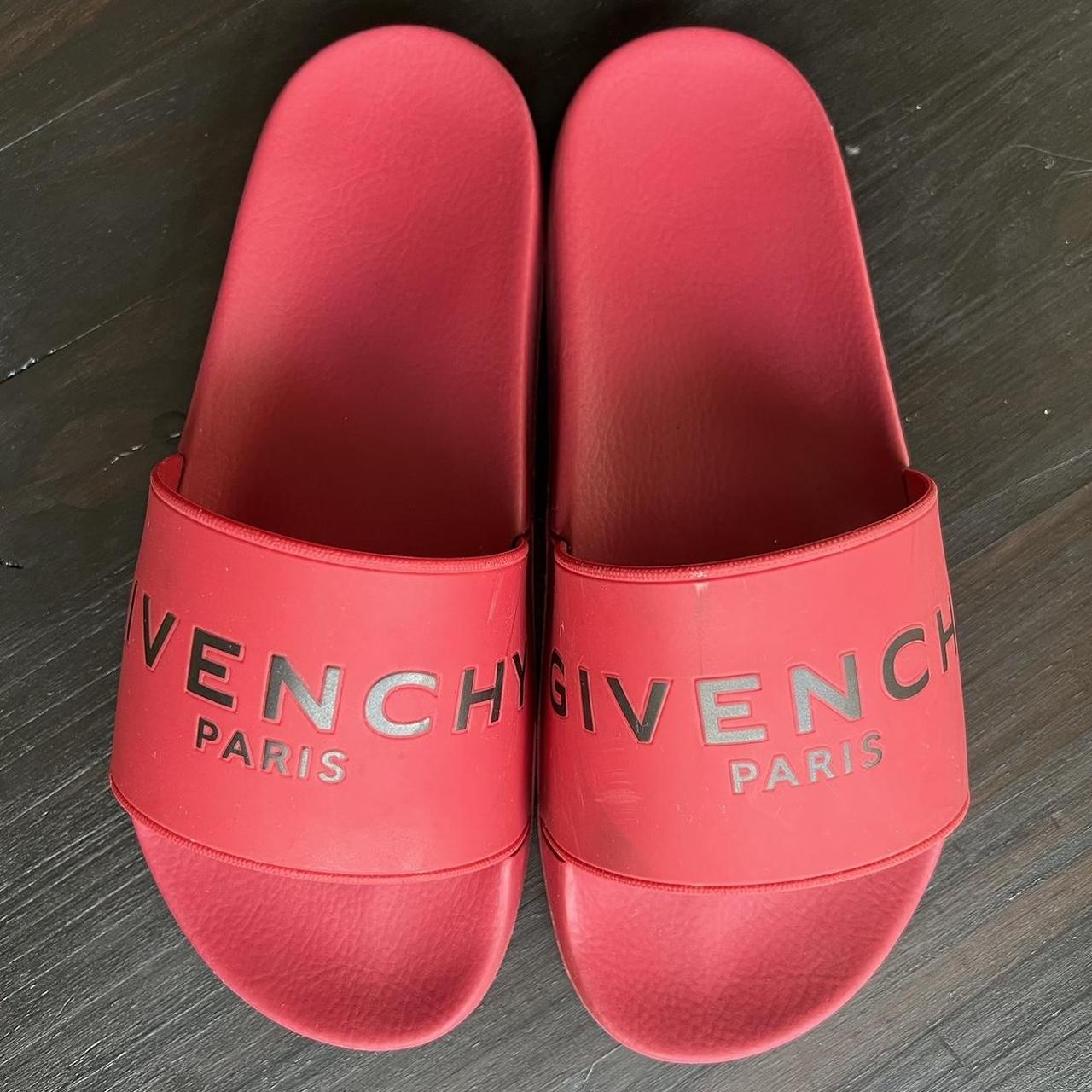 GIVENCHY hot pink slides -worn once -slight scuff on... - Depop