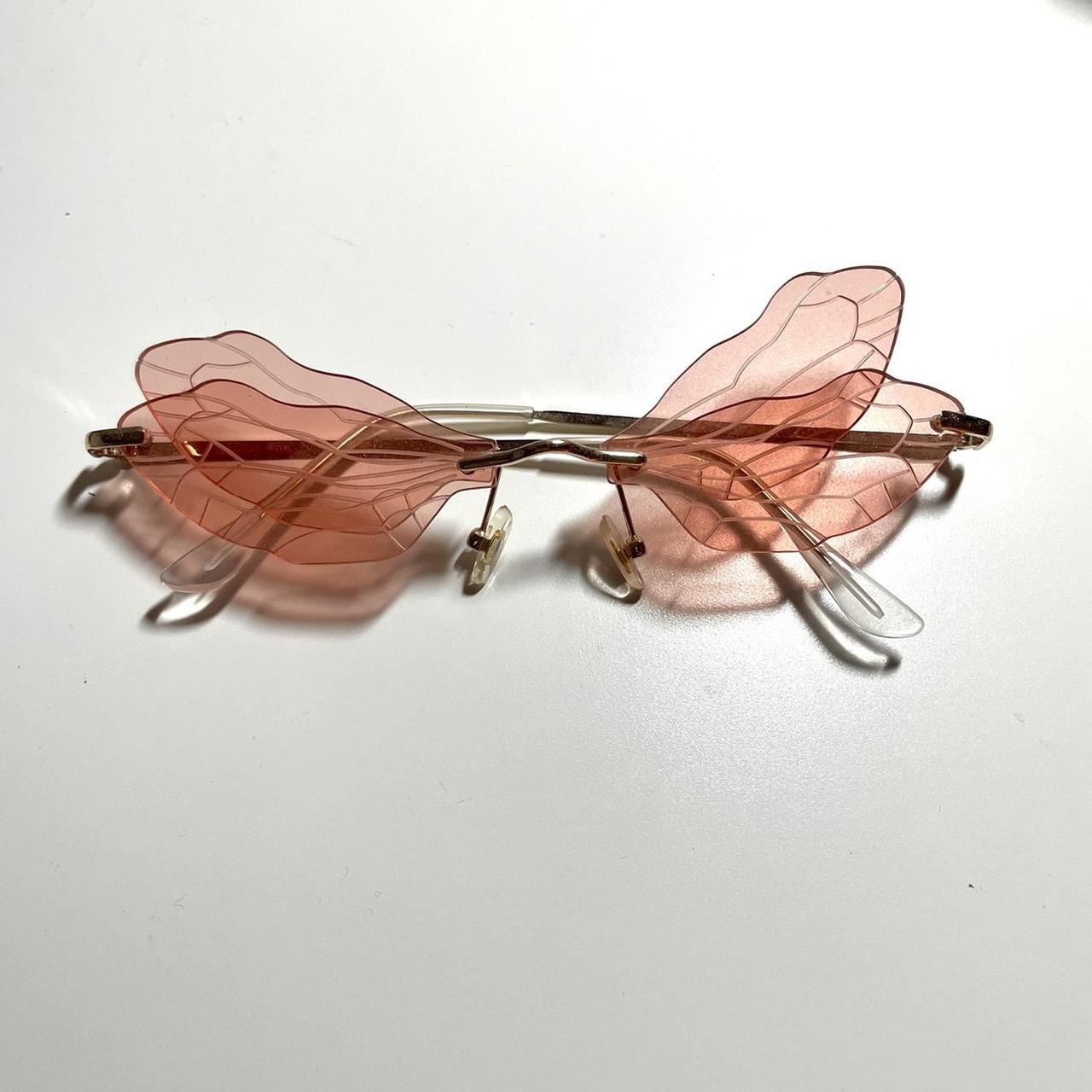 Peachy/pink dragonfly wing glasses #glasses... - Depop
