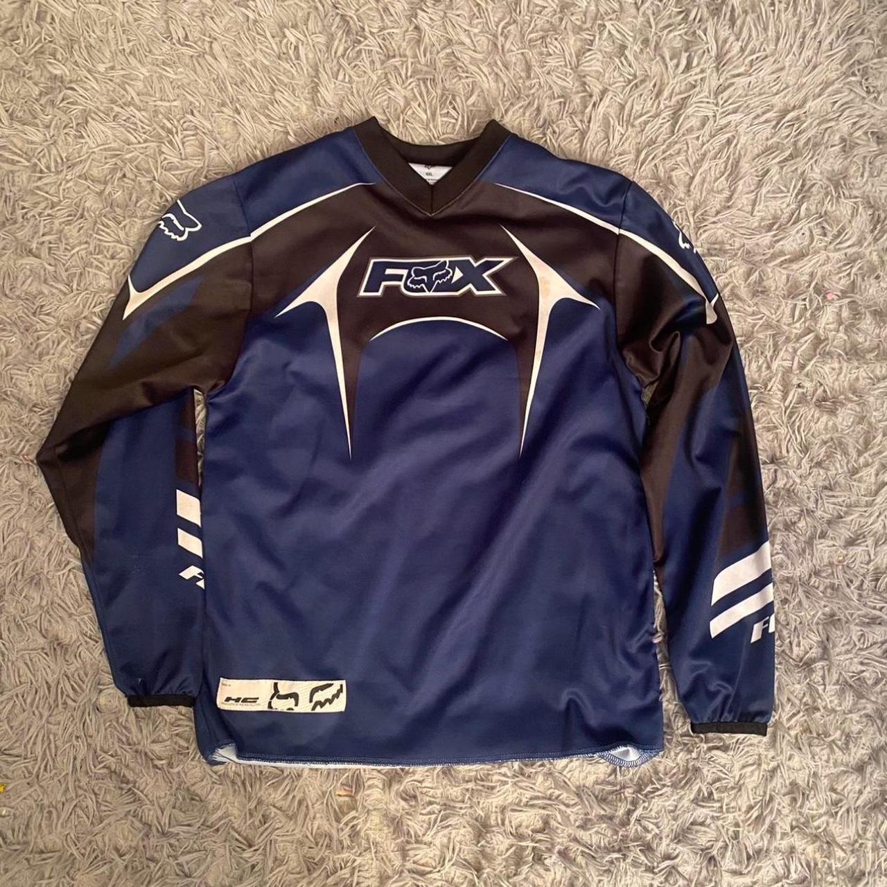 Fox Racing blue and black motocross jersey size S... | Depop