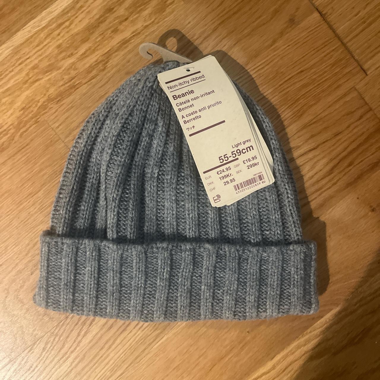 Muji Grey Beanie hat Light grey 55-59 CM size -... - Depop