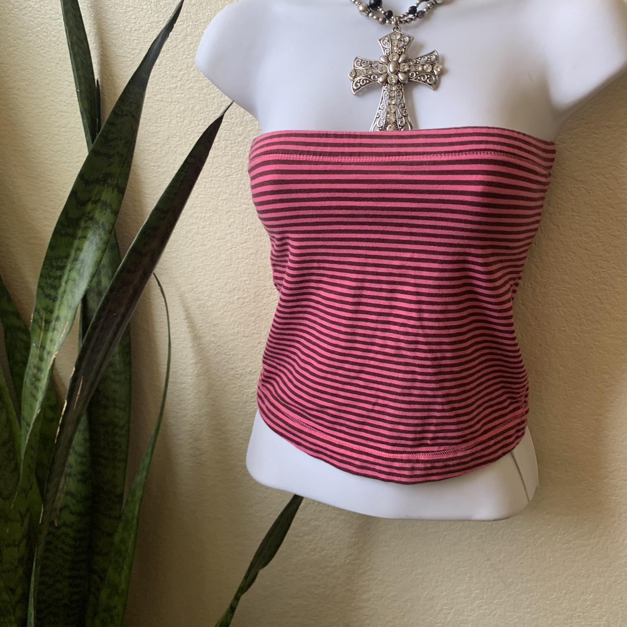 2000s tube top 🩷🖤 No offers Tiny fit size small... - Depop