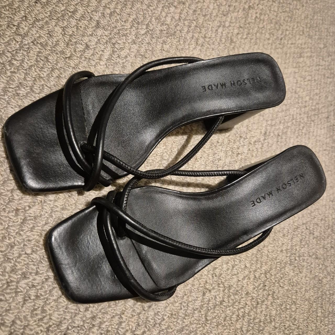 Nelson Made Roma Mule heels Black Leather. Size... - Depop